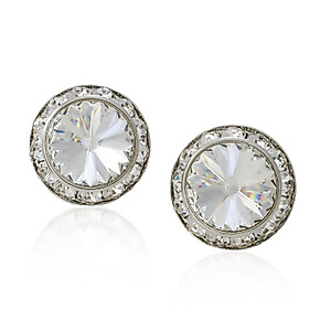PammyJ Clear 20mm Crystal Framed CLIP-ON Earrings