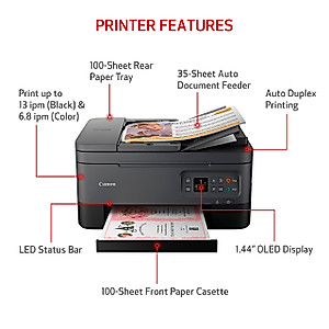 Canon PIXMA TR7020a All-in-One Wireless Color Inkjet Printer, with Duplex Printing, Mobile Printing, and Auto Document Feeder, Black