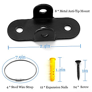 Furniture Anchors for Baby Proofing, ALLICAVER Metal Made Child Proofing Anti-tip Furniture Straps (4-Pack)