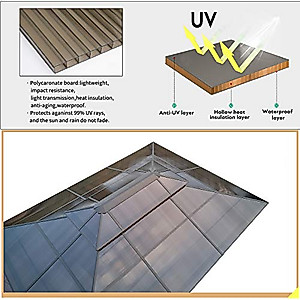 MELLCOM 12 x 16ft Polycarbonate Hardtop Gazebo, Double Roof Aluminum Gazebo, Outdoor Waterproof Gazebo with Netting and Curtains for Patios, Garden, Deck, Lawns