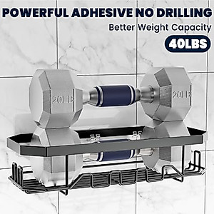 Wekin Shower Caddy Bathroom Organizer, Wall Mount Shower Organizer, No Drilling Rustproof Stainless Steel Self-Adhesive Shower Shelves for Bathroom and Kitchen Storage 5 Pack (Black 5 Pack)