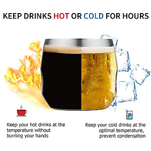 Kitchenexus Small Stainless Steel Espresso Cups 2pcs Set, 4oz Double Wall Insulated Unbreakable Stemless Tumbler Small Cup for Outdoor Events Picnics Party