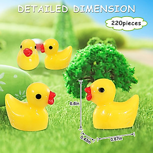 JIUZHU 220 Pcs Mini Resin Duck Christmas Miniature Figure Landscape Aquarium DIY Birthday Party Decoration Bonsai Interior Decoration Fairy Hide and Seek Prank