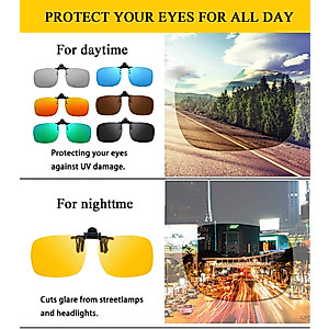 FF FRAZALA Polarized Clip-on Sunglasses 3 PACK Anti-Glare UV Protection Flip-up Sunglasses Over Prescription Glasses (green&black&blue)