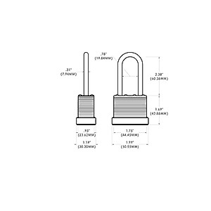 BRINKS - 44mm Commercial Laminated Steel Weather Resistant Padlock with 2 3/8” Shackle - TPE Wrapped and Hardened Boron Steel Shackle