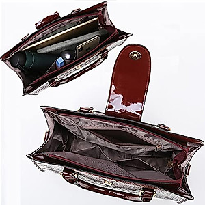 YAQUNICER Tote Top-handle Handbags Patent PU Leather Women Purse Satchel Crocodile Pattern Shoulder Crossbody Bag-Gold