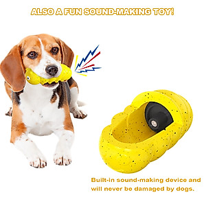 HONGEZEY Dog Toys for Aggressive Chewers, Interactive Squeaky Dog Toys, Indestructible Dog Chew Toy for Training and Cleaning Teeth, Durable Elasticity Dog Toys for Small Medium Large Breed (Yellow)