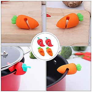 Cabilock 8Pcs Silicone Spill-proof Lid Lifter Boil Stoppers Lid Lifts Carrot Chili Kitchen Pot Lid Holders Lid Stand Heat Resistant Holder Keep The Lid Open