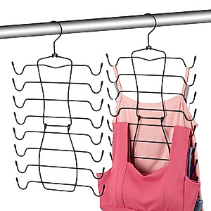 OMHOMETY 2 Pack Tank Top Hangers, Bra Organizer for Closet, Space Saving Closet Organizers and Storage, Dorm Room Essentials for College Students Girls, Black