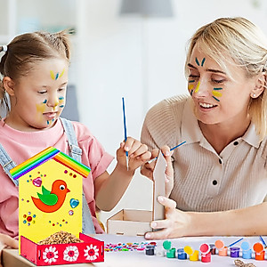 Wooden Arts and Crafts for Kids, 2-Pack Make Your Own Bird Feeder Painting Kit with Diamond Stickers, Educational Fun Kids Craft for Girls Boys Age 3-5 4-8 8-12, Welcome Birdies to Your Yard