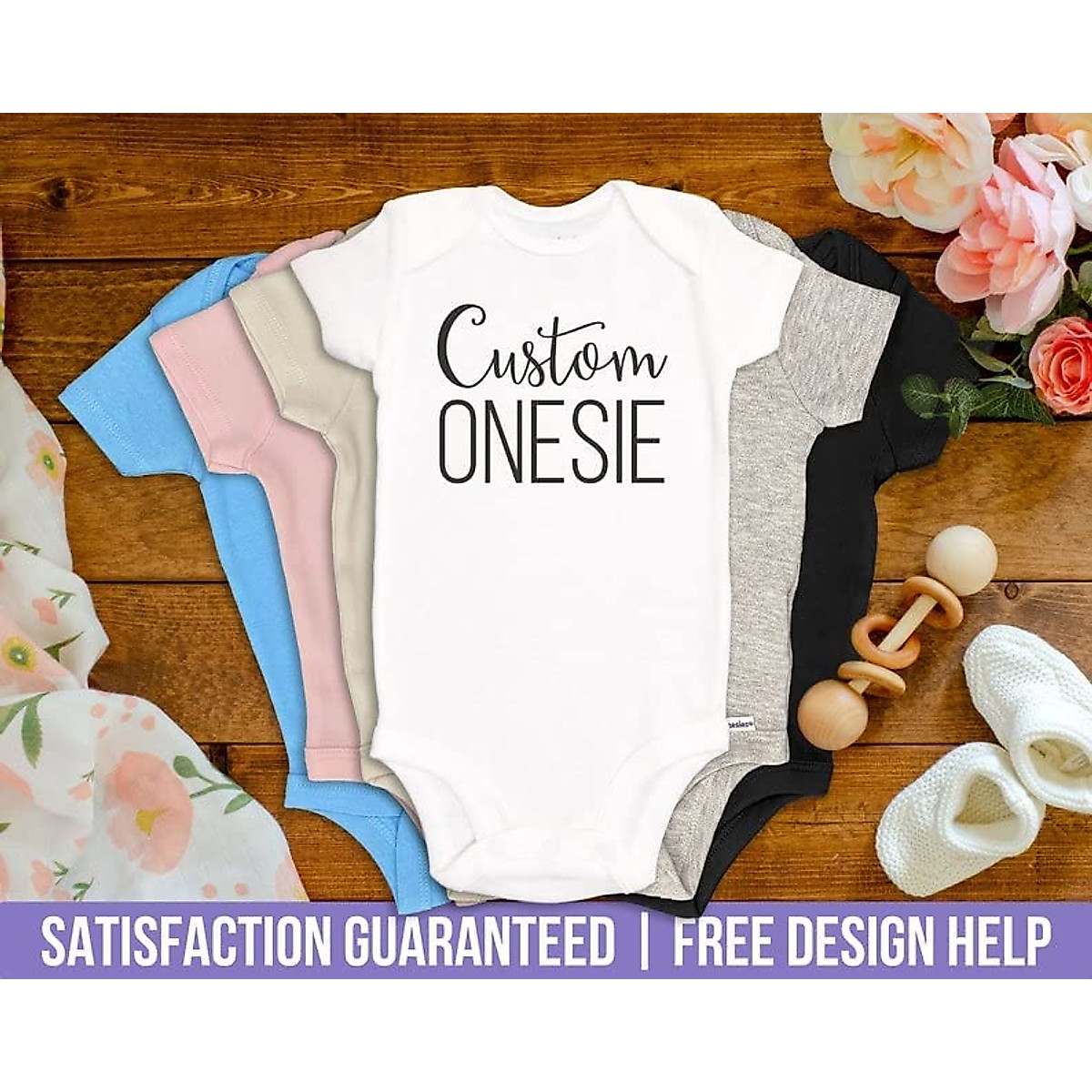 Kate & Meri Custom Onesie© / Bodysuit | Personalized Baby Onesie (3-6M, Black)