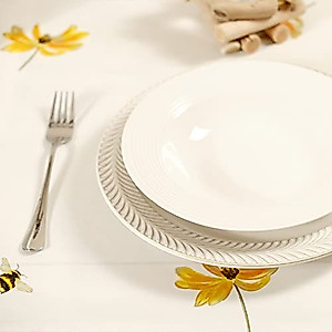 GEEORY Floral Tablecloth 60*84 Inch Rectangle Yellow Bee Tablecloths Spring Summer Table Cloth Indoor/Outdoor Seasonal Table Cover for Easter Home Kitchen Dining Parties