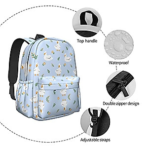 Duck and flower on the blue background Adult Leisure Backpack Student Backpack Laptop Backpack For women men School Shoulder Bag Bookbag for Travel Daypack halloween decor