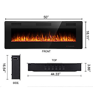 Antarctic Star 50 Inch Electric Fireplace in-Wall Recessed and Wall Mounted, Fireplace Heater and Linear Fireplace with Multicolor Flame, Timer, 750/1500W Control by Touch Panel & Remote…