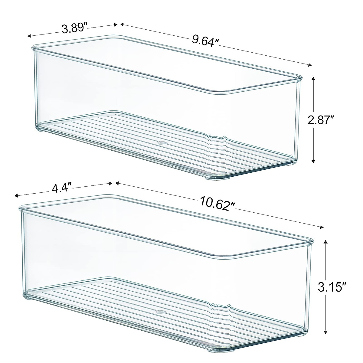 Hudgan 8 Pack Clear Plastic Drawer Organizer Bins Set, Stackable Cutlery Storage Bins Trays for Organizing Kitchen Supplies, Bathroom Supplies, Office Supplies, Crafts, Gadgets, Cabinet Supplies