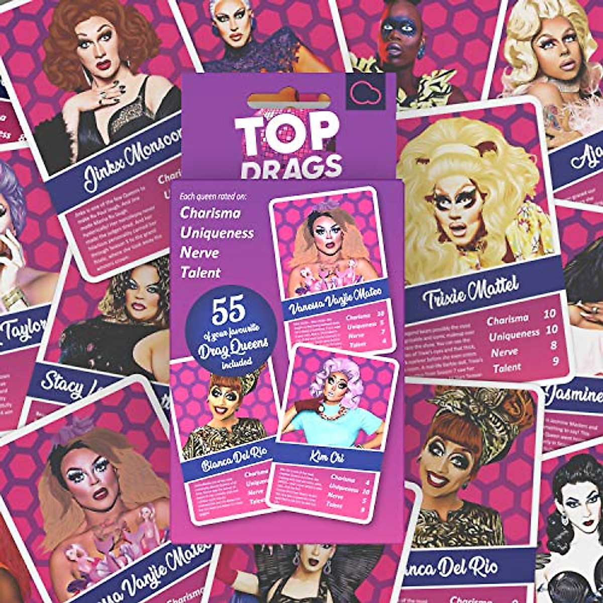 Top Drags Game - Trumps Card Game - Win Every Drag Queen to Win The Game - Suitable for Adults and Teenagers