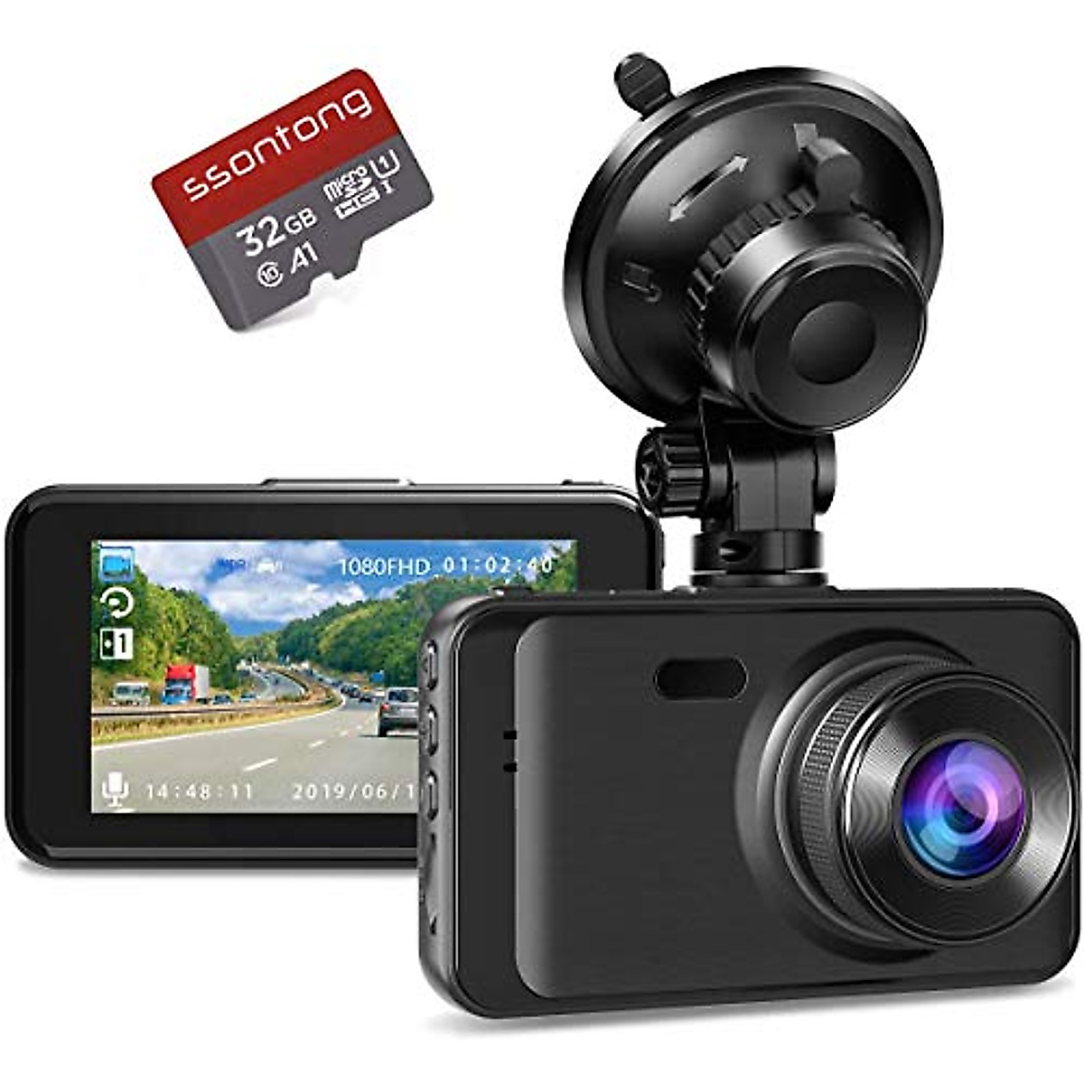 Dash cam with 32 GB SD Card Plus OBD Power Cable