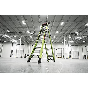 Little Giant Ladders, King Kombo 2.0 XT, Industrial, M6, 6 Ft. A Frame, 10 Ft. Extension, Fiberglass, Type 1AA, 375 lbs Weight Rating, (13936-071), Hi-viz Green