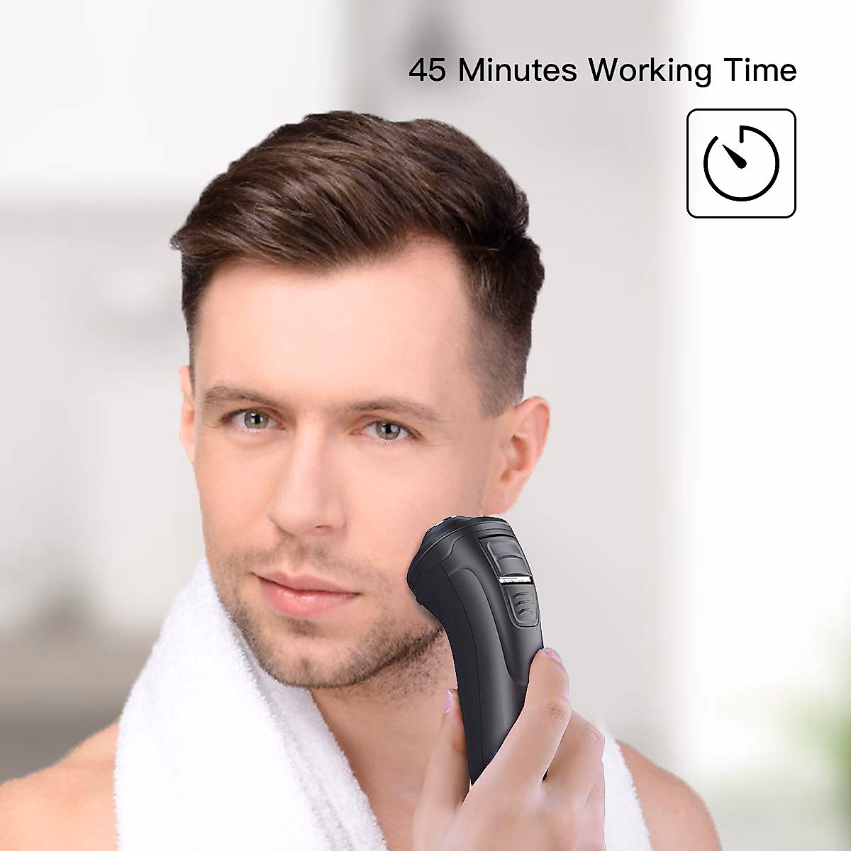 Electric Razor for Men, FLYCO Rechargeable Rotary Shaver, Waterproof IPX7, Wet & Dry Shaving Machines for Men with Pop-up Trimmer