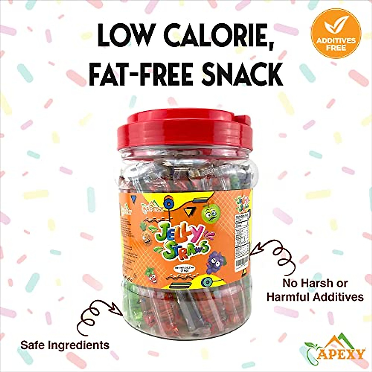 Apexy Jelly Straws, Fruit Jelly Filled Strips, Tiktok Candy Trend Items, Assorted Fruit Jelly Sticks, 35.27oz (1000g)