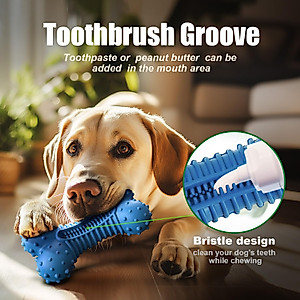 Ouilter Dog Toys for Aggressive Chewers, Dog Chew Toys for Medium Large Dogs, Durable Natural Rubber Dog Toys with Bacon Flavor, Indestructible Dog Toy,Blue