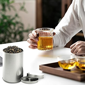 HBEJGHHO 13 oz Silver Can Sealed Food Storage Tin Canister with Airtight Double Lid Jar Portable Tea Coffee Beans Container for Loose Candy Herbs Spices(Liquid Pen and Black stickers)