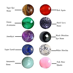 Natural Stone Beads, 240 Pcs Natural Crystal Jewelry Beads, 8mm Round Stone Beads,10 Styles Multicolors,Crystal Chips Gemstone Beads Kit for Jewelry Making