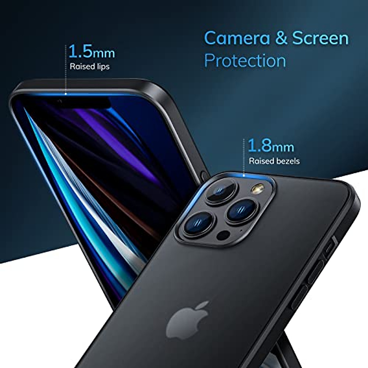 ORIbox for iPhone 13 Case - Black, Shockproof Protective Cover, Ultra-Thin Non-Slip Lightweight