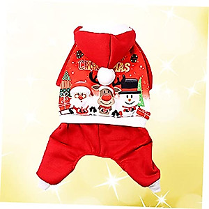 Mipcase Santa Clothes- Xmas Party Dog for Cartoon Claus Christmas Dress Pants Funny Hoodie Costume Outfit Cats Apparel Soft Red Feet Snowman Lovely Outfits Up Warm Puppy Cute Jumpsuit Pet