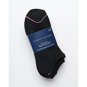 Tommy Hilfiger Men's Athletic Socks - Cushion Low Cut Socks (6 Pack), Size 7-12, Black Solid