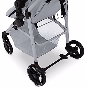 GAP babyGap 2-in-1 Carriage Stroller - Car Seat Compatible - Easy One-Handed Fold - Lightweight Stoller with Oversized Canopy & Reclining Seat - Made with Sustainable Materials, Grey Stripes
