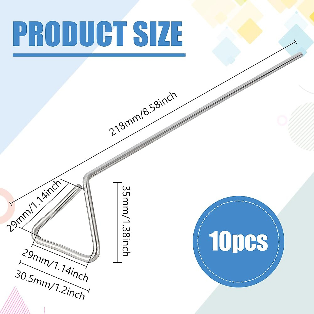 BENECREAT 10pcs 304 Stainless Steel Cell Spreader, Triangle Spreading Bar Wide Cell Spreader for Laboratory Experiments, 9x1.2 Inch