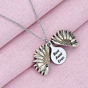 BEKECH Aunt Gift Best Aunt Ever Sunflower Necklace Aunt Appreciation Jewelry Mother’s Day Gift for Aunt from Niece Nephew Auntie to Be Gift (best aunt ever)