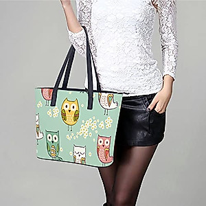 Womens Handbag Owls Leather Tote Bag Top Handle Satchel Bags For Lady
