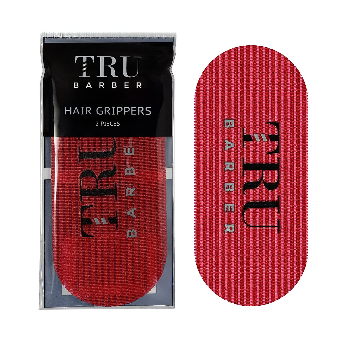 TRU BARBER HAIR GRIPPERS ® 2 COLORS BUNDLE PACK 4 PCS for Men and Women - Salon and Barber, Hair Clips for Styling, Hair holder Grips (Red/Black)