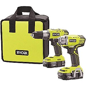 RYOBI P1832 18V One+ Handheld Drill/Driver and Impact Driver Kit (6 Piece Bundle, 1x P277 Drill / Driver, 1x P235 Impact Driver, 1x P118 Dual Chemistry Charger, 2x P102 18V Batteries, 1x Tool Bag)