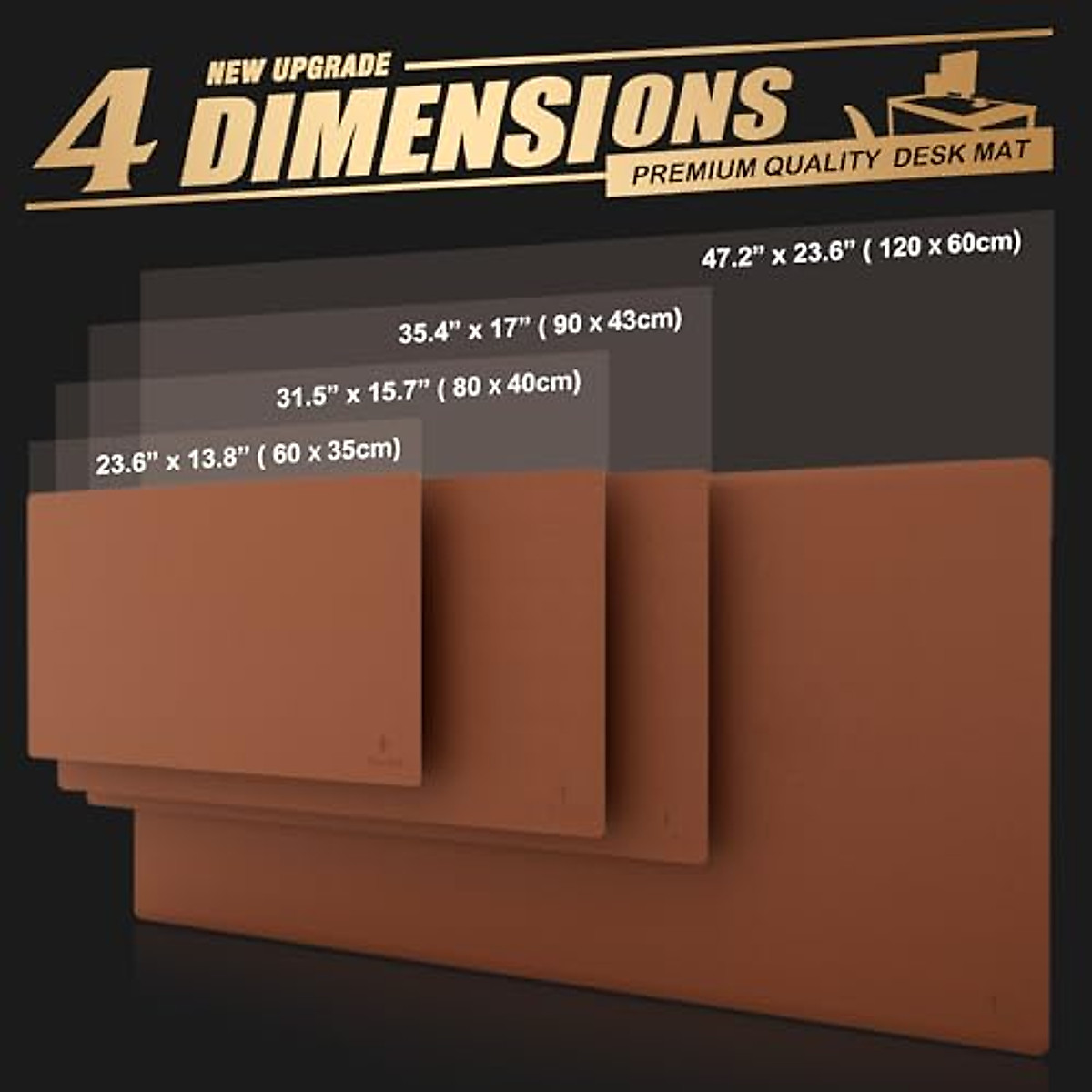 K KNODEL Leather Desk Mat, Large Office Desk Pad, Computer Desk Mat, Laptop Mat for Desk, Desk Protecor Mat, Desktop Mat, Desk Writing Pad, Desk Blotter Pad, Desk Cover Mat (35.4"x17", Brown)