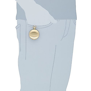 Charles-Hubert, Paris 3906-G Premium Collection Gold-Plated Stainless Steel Satin Finish Hunter Case Mechanical Pocket Watch