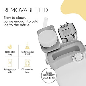 KEHOVI Collapsible Silicone Water Bottle - Reusable Foldable Bottle- Portable Bottle - Essential for Sports Gym Camping Hiking – Travel Must Have - Leak Proof - BPA Free - 20.5 oz (Platinum Gray)