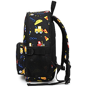 Kids Backpack Boys Girls Preschool Backpacks Toddler Bookbag Kindergarten Daycare Nursery School Bag with Chest Strap (Truck Black)