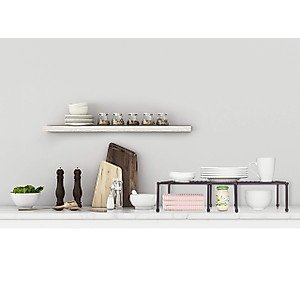 STORAGE MANIAC Set of 4 Kitchen Rack, Expandable Kitchen Storage Rack, Kitchen Shelf Organizer Rack, Adjustable Kitchen Bakers Rack, Kitchen Organization Shelf Rack for Cabinet, Bathroom, Bronze