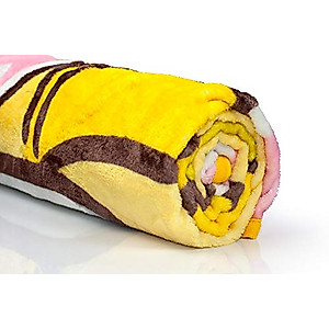 JUST FUNKY Bananya Cat Large Anime Fleece Throw Blanket | Decorative Throw Blanket Features The Banana Cat | Collectible Anime Throw Blanket | Measures 60 x 45 Inches