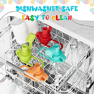 X-KIDS Baby Water Bottle Cap No Spill Silicone Bottle Top Water Bottle Spout Adapter for Toddlers Kids Travel Essentials, Leak-Proof, BPA-Free (Mix-4 Pack)