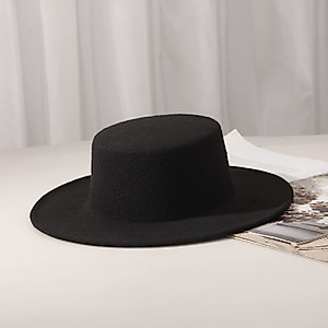 GEMVIE Women Men Wool Cowboy Hat Wide Brim Fedora Cowgirl Hat Party Church Derby Hat/Black Fedora hat1