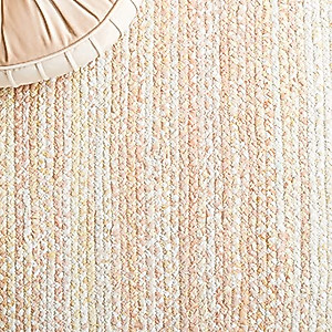 Safavieh Braided Collection Area Rug - 4' x 6' Oval, Beige with Pink Accents, Handmade Cotton, Country Cottage Style, Reversible, Ideal for Areas in Entryway Living Room Bedroom Kitchen (BRD452B)