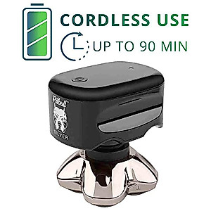 Skull Shaver Pitbull Silver PRO Electric Head & Face Shaver for Men, Wet/Dry 4 Razor Hair Trimmer - 4D Rechargeable Rotary Shaver with Lithium-Ion Battery & Cordless USB - Water Resistant Grooming Kit