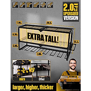 Spampur Power Tool Organizer for Tool Storage, Drill Holder Wall Mount, Tool Organizers and Storage Rack for Garage Organization, Heavy Duty Metal Tool Shelf, cordless drill storage for Father's Day