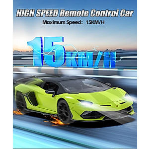 AEROQUEST Lamborghini Remote Control Car, Officially Licensed 1:14 Lambo RC Car 7.4V 500mAh with 15km/h Fast Model Car Toys for Adults Boys Girls Birthday Ideas Gift, Green