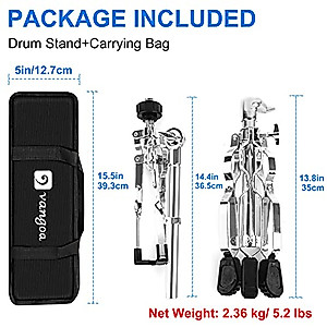 Vangoa Snare Drum Stand Lightweight Double Braced Adjustable Height Snare Stand with Carrying Bag Fit 10" to 15" Dia Drums