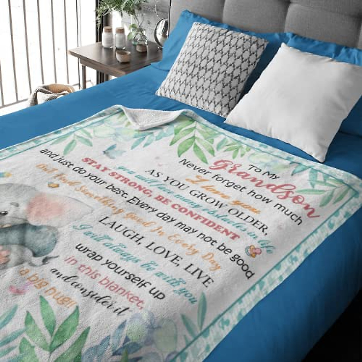 Xutapy Grandson Gifts from Grandma/Grandpa, Birthday Graduation Gifts for Grandson Blanket 40’’x50’’, to My Grandson Gift Ideas, Best Grandson Ever Gift, Baptism for Grandson Blanket